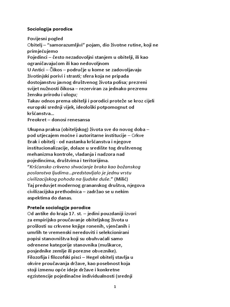 Sociologija Porodice | PDF