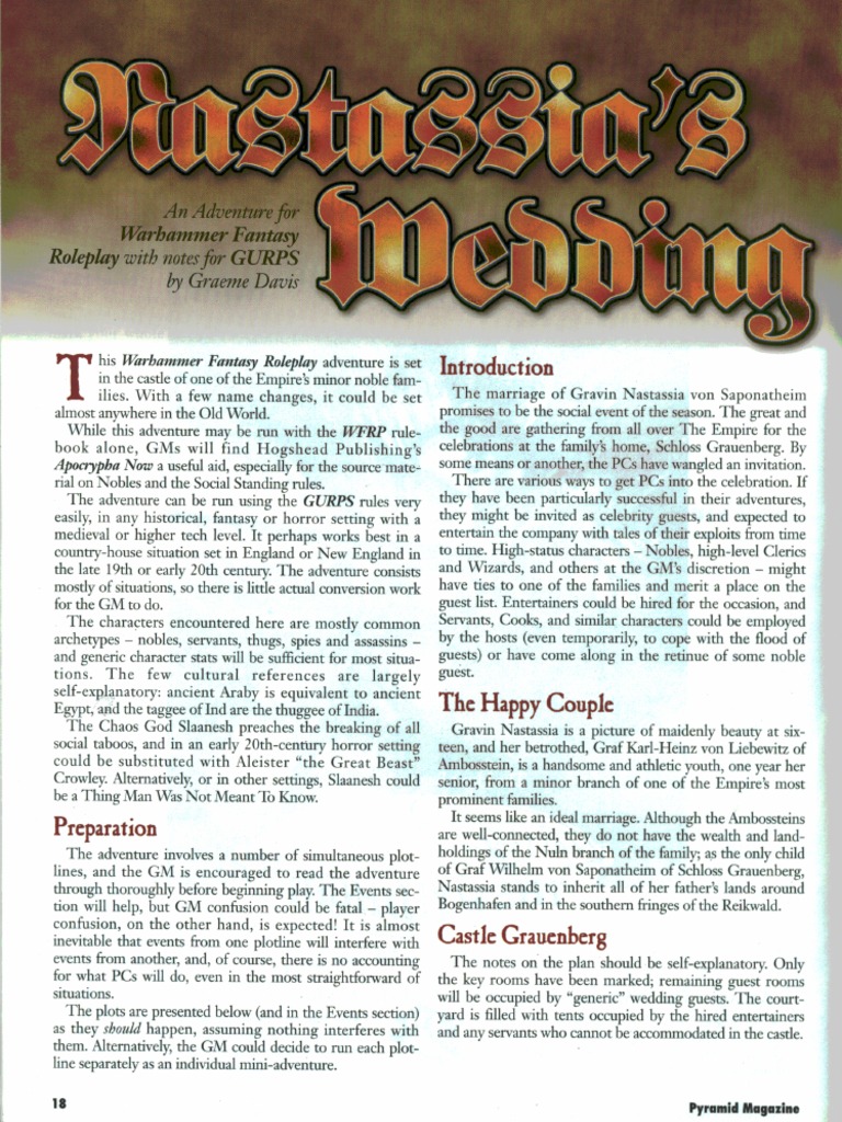 Warhammer FRP - Adv - Nastassia's Wedding | PDF