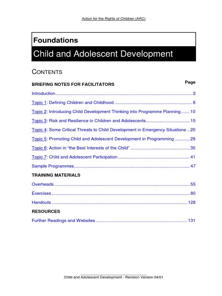 Children and Adolescent Development | PDF | Psychological Resilience ...