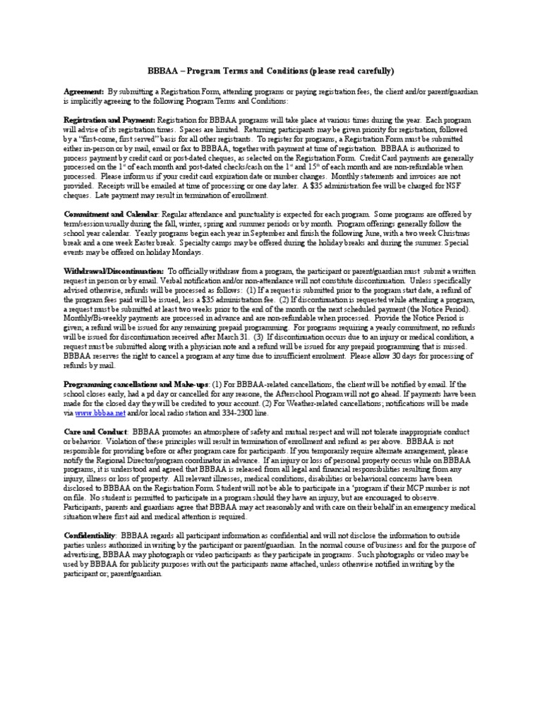 2013 BBBAA Terms and Conditions | PDF | Credit Card | Confidentiality