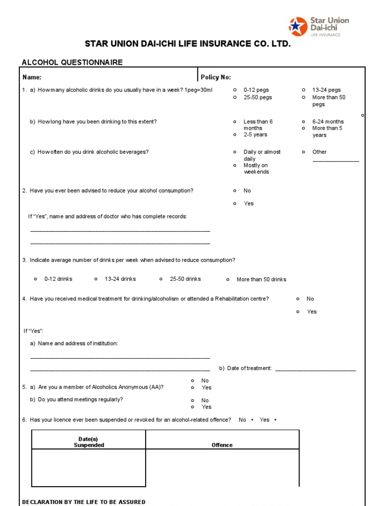 Alcohol Questionnaire | PDF | Alcoholism | Alcoholics Anonymous