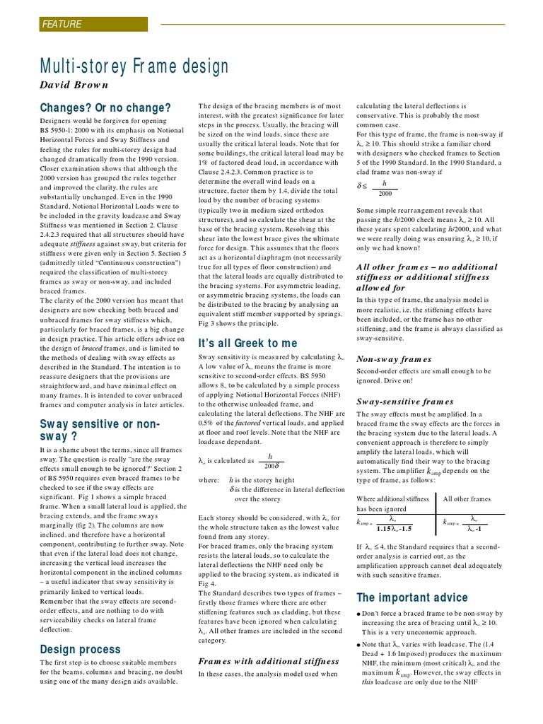 Multi-Storey Frame Design: Changes? or No Change? | PDF | Column ...