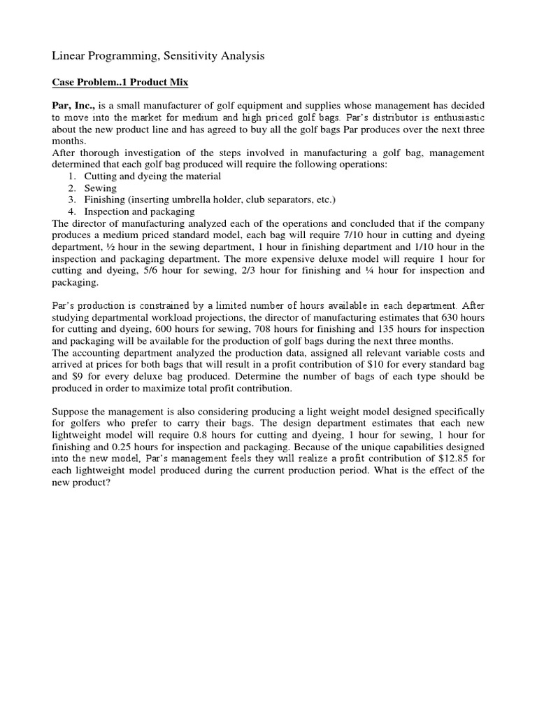 Linear Programming Sensitivity | PDF | Portfolio (Finance) | Investing