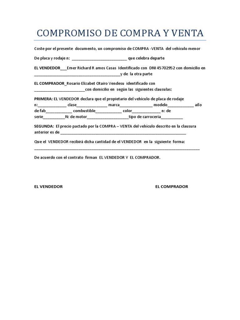 Compromiso de Compra y Venta | PDF