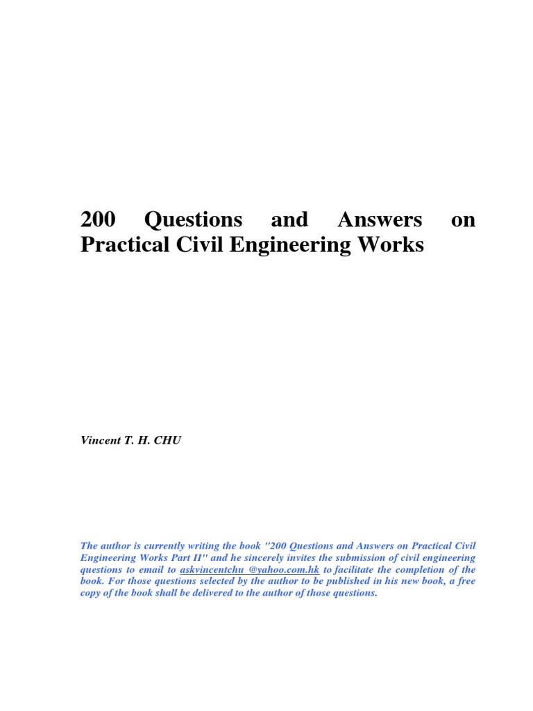 200 Questions and Answers On Practical Civil Engineering Works | PDF ...