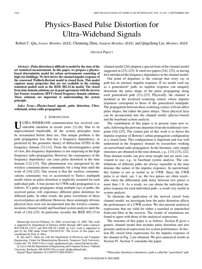 Physics-Based Pulse Distortion For Ultra-Wideband Signals | PDF | Ultra ...