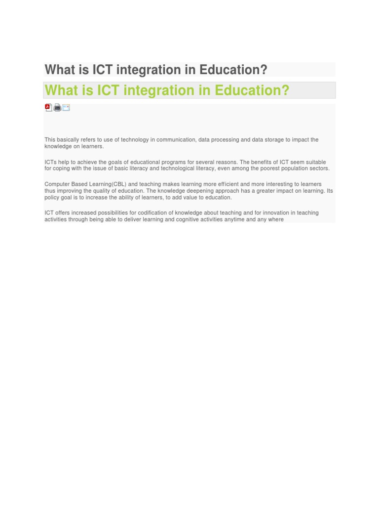 What Is ICT Integration in Education | PDF | Educational Technology ...