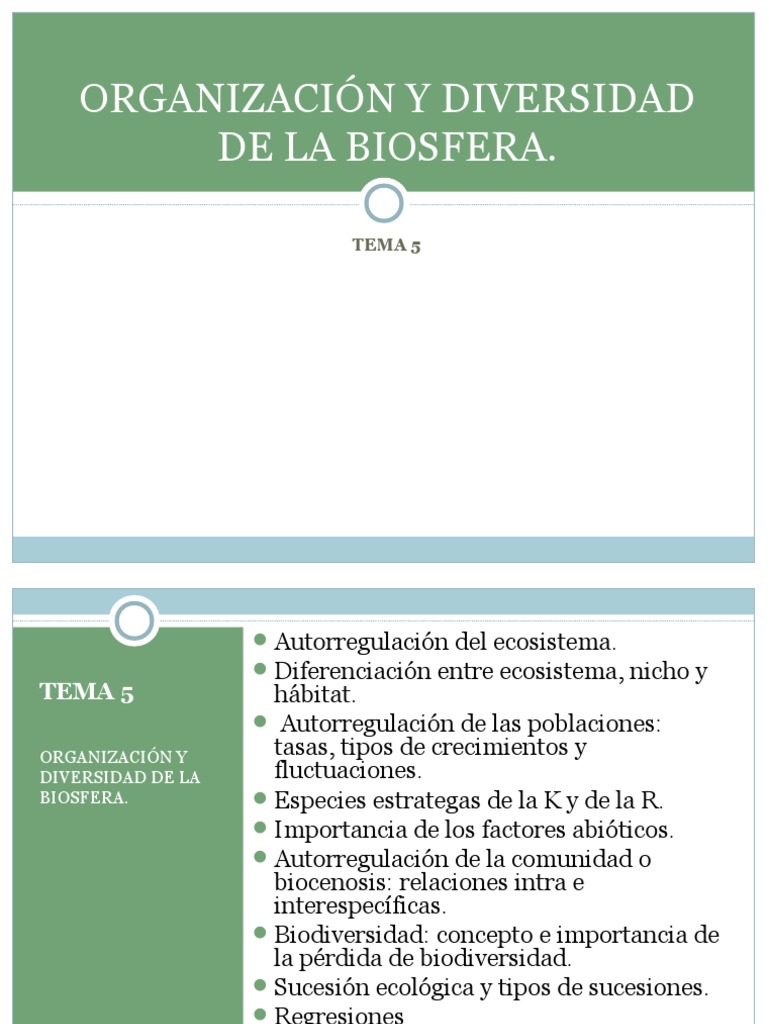 Tema 5 - Organización y Diversidad de La Biosfera. | PDF ...