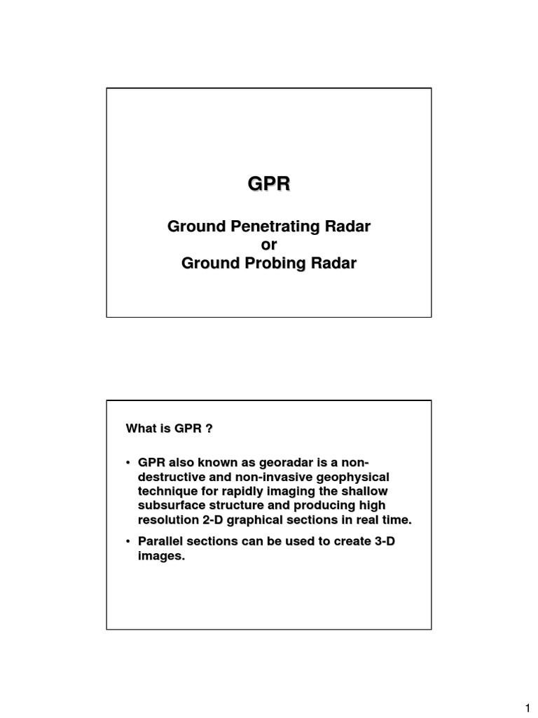 An Introduction to Ground Penetrating Radar: Principles, Applications ...