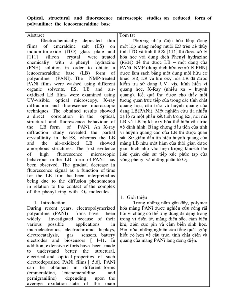 Optical, Structural and Fluorescence Microscopic Studies On Reduced ...