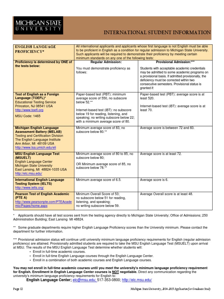MSU Graduate English Proficiency Guide | PDF | Michigan State ...