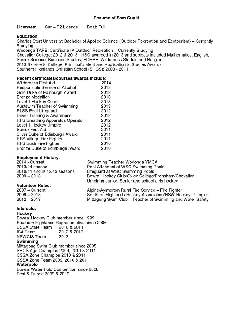 Resume of Sam Cupitt | PDF | Science & Mathematics