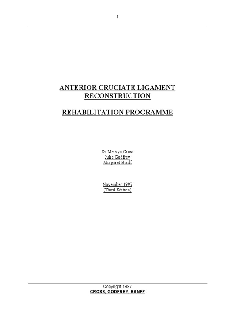 Acl Rehab Programme | PDF | Knee | Musculoskeletal System
