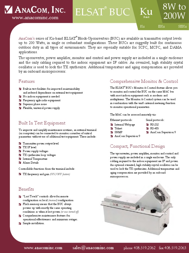 ELSAT Ku Brochure | PDF | Power Supply | Amplifier