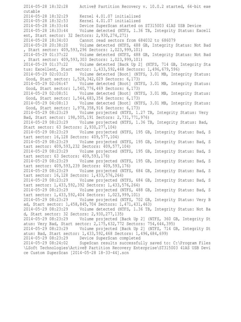 Active@ Partition Recovery Log Summary | PDF