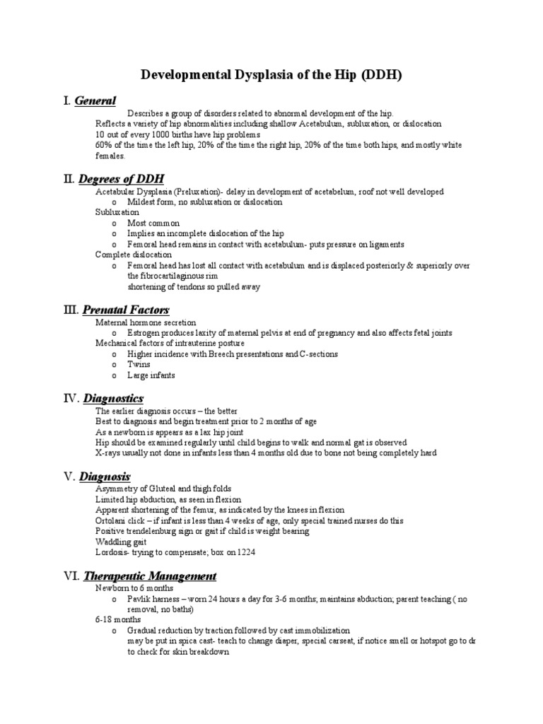 DevelopmentalDysplasiaoftheHip (DDH) I | PDF | Hip | Human Diseases And ...