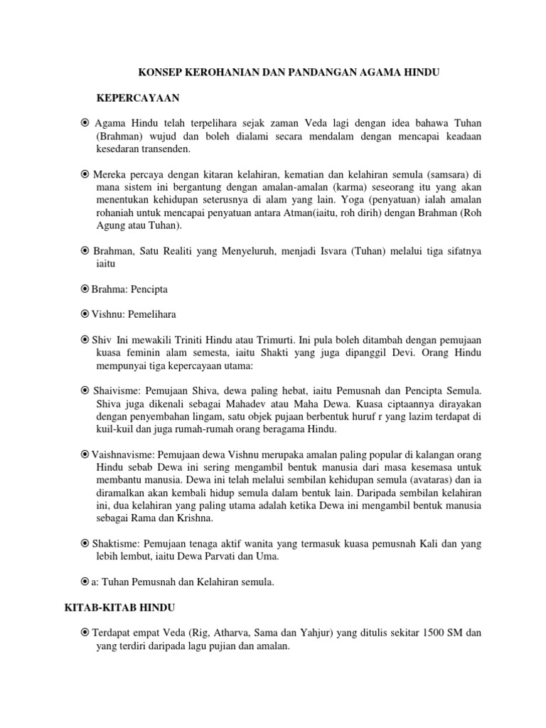 Konsep Kerohanian Dan Pandangan Agama Hindu | PDF