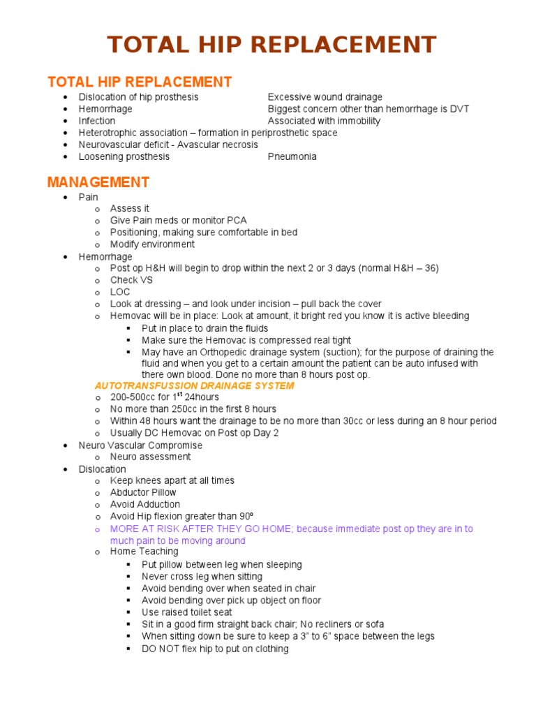 Total Hip Replacement | PDF | Wound | Hip