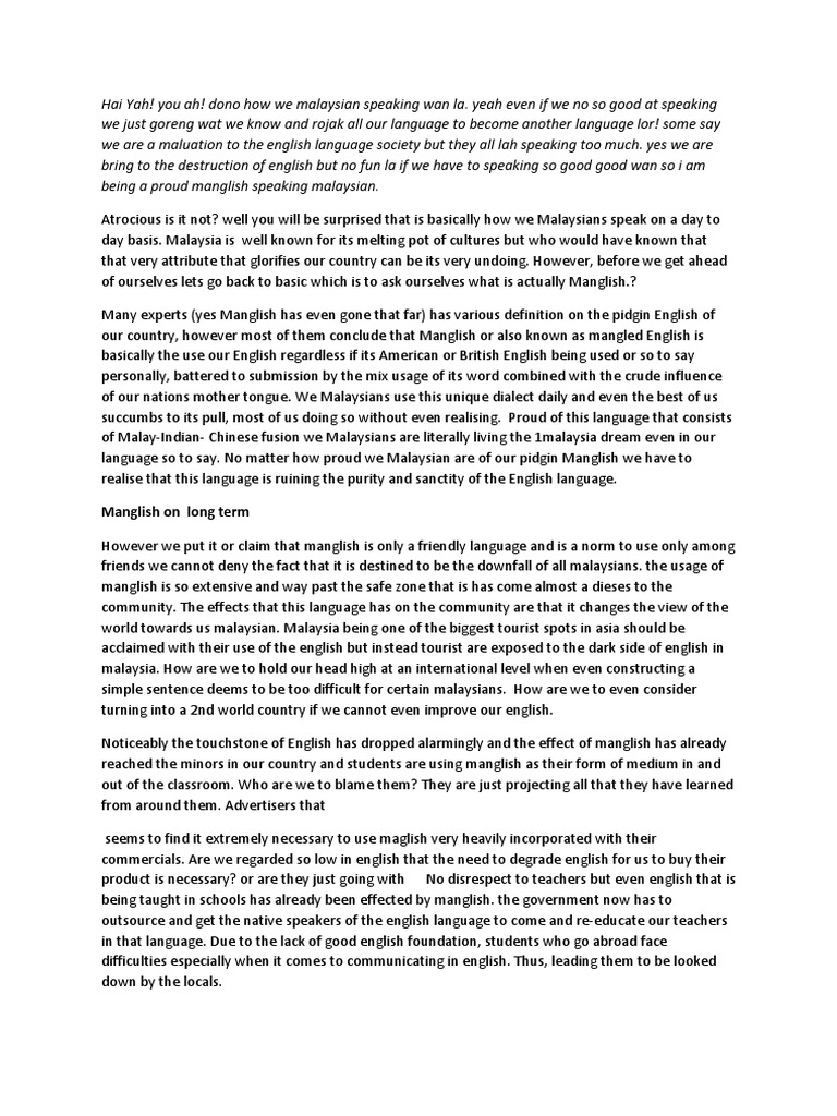 Manglish Vs English | PDF | Sociolinguistics | Cognition