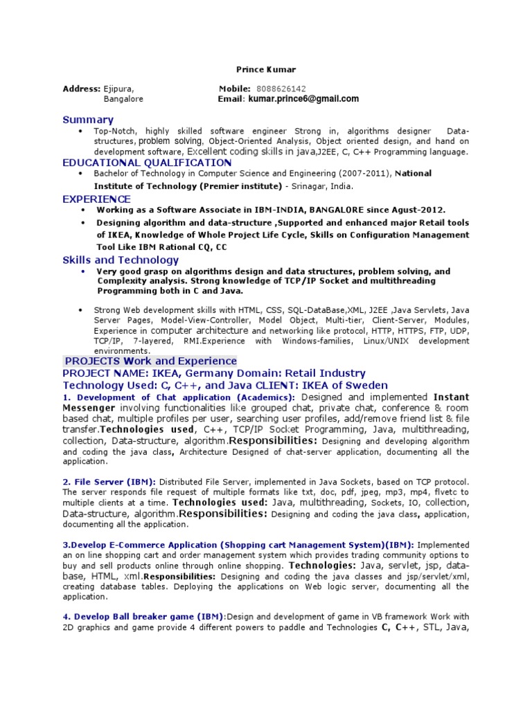 Resume | PDF | Java Servlet | Java (Programming Language)