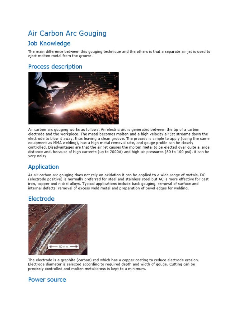 Air Carbon Arc Gouging | PDF | Electric Arc | Welding