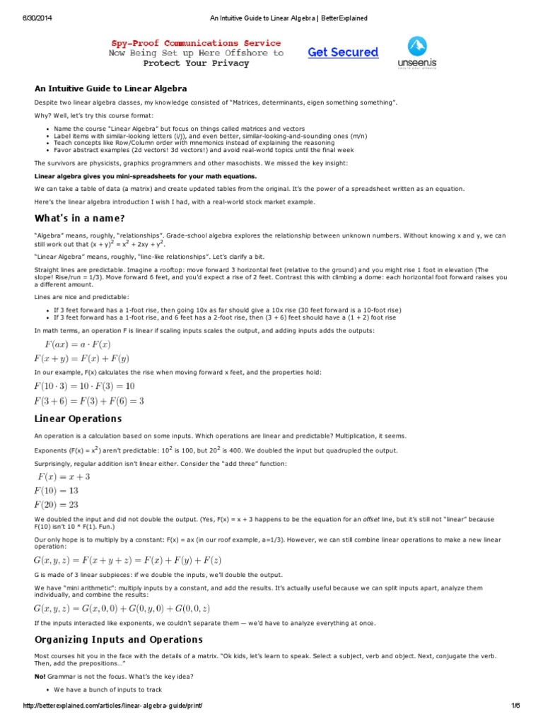 An Intuitive Guide To Linear Algebra - BetterExplained | PDF | Matrix ...