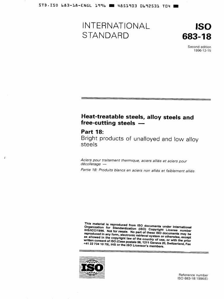 ISO 683-18-1996 Heat-Treatable Steels, Alloy Steels and Free-Cutting ...