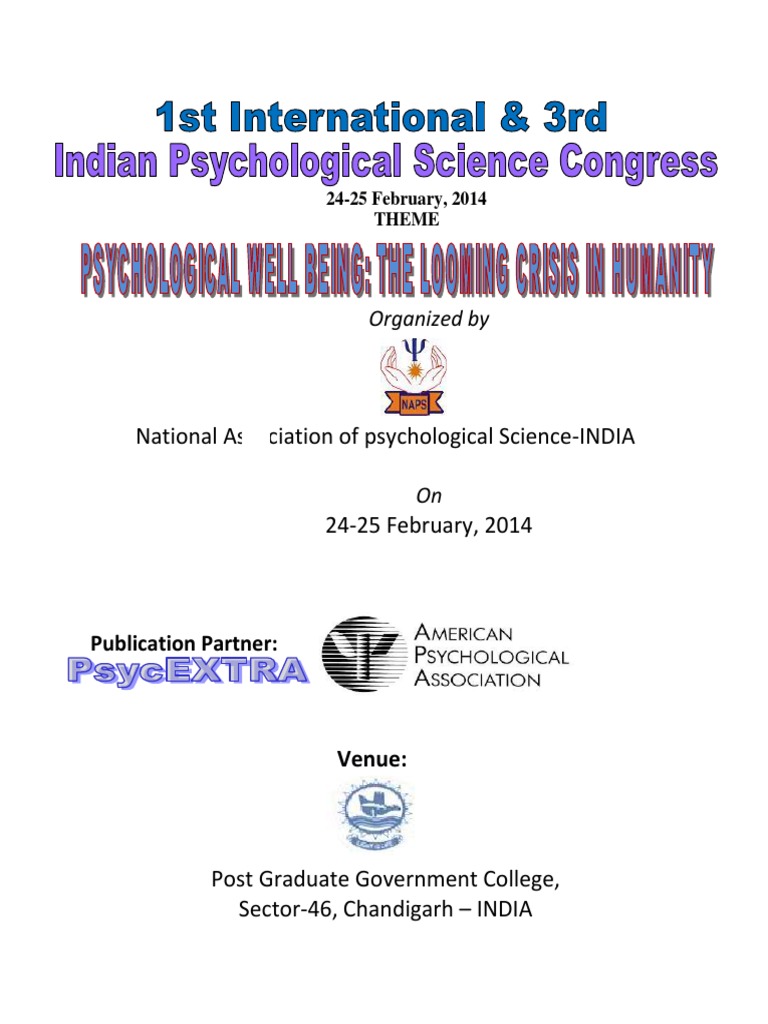 Abstract Book of 1ST International and 3RD Indian Psychological Science ...