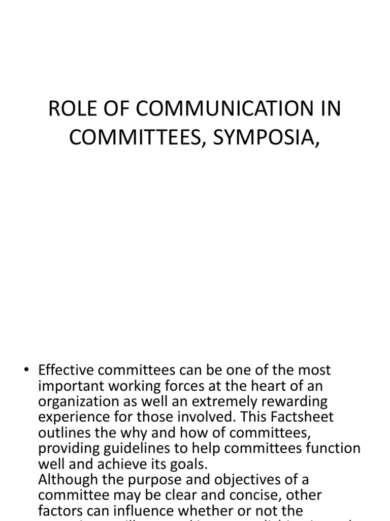 Role of Communication in Committees, Symposia | PDF | Committee ...