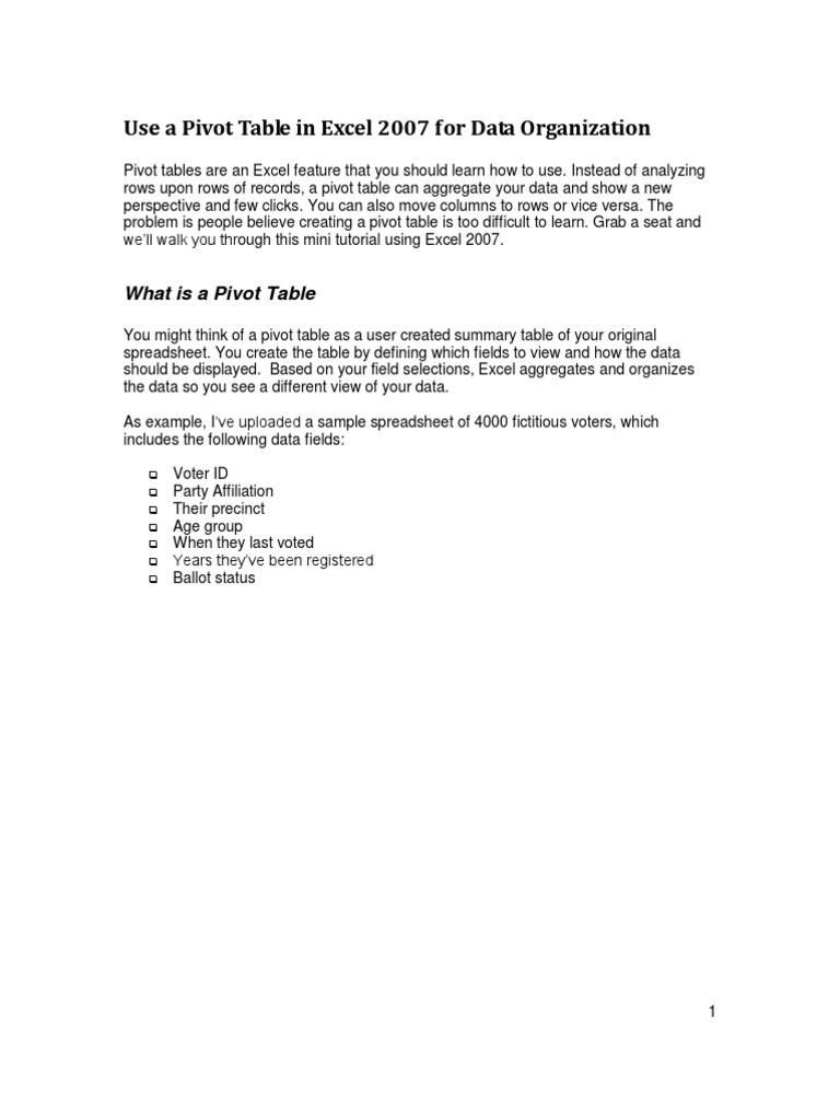 Excel Pivot Tables | PDF | Microsoft Excel | Information Retrieval
