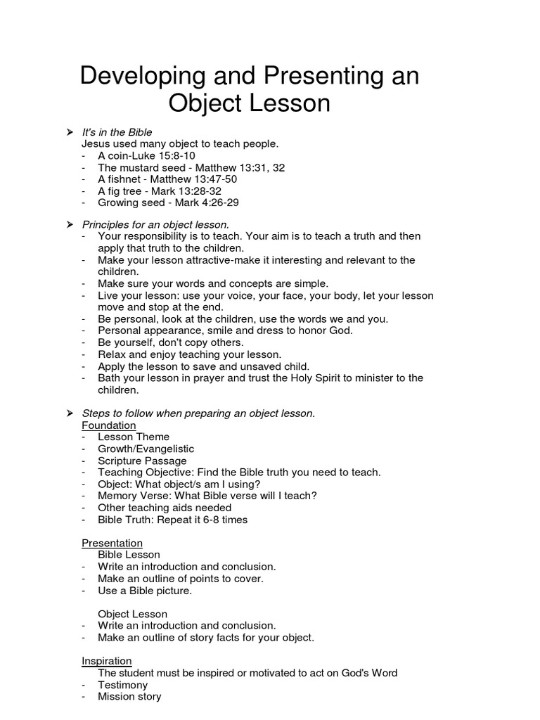 Object Lesson Presentation | PDF | Gospel Of Mark | Gospel Of Matthew