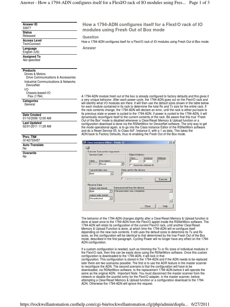 How A 1794 ADN Configures Itself For A FlexIO Rack | PDF | Digital ...