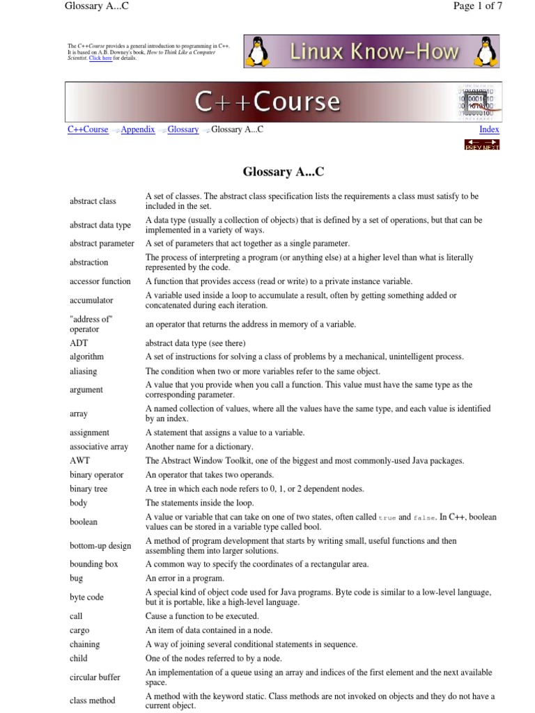 Glossary A... C | PDF | Parameter (Computer Programming) | Subroutine