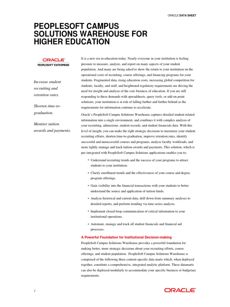 Peoplesoft Campus Solutions Warehouse For Higher Education | PDF ...