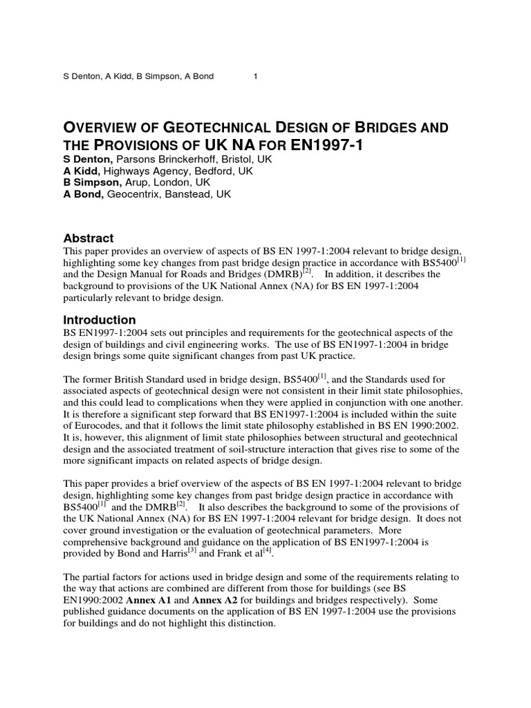 2 3 1 Overview of Geotechnical Design of Bridges and Provisions of UK ...