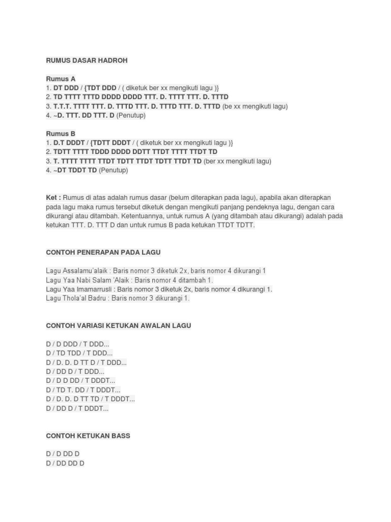 Rumus Dasar Hadroh | PDF