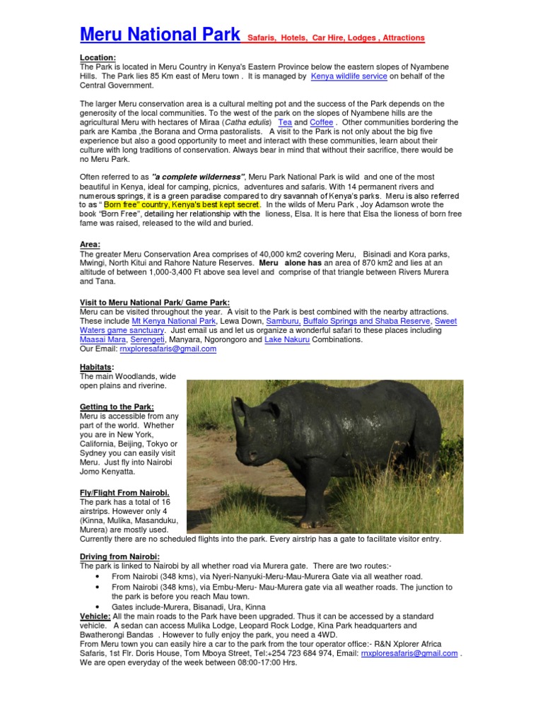 Meru Hotels Accommodation - Meru Lodges - Meru National Park ...