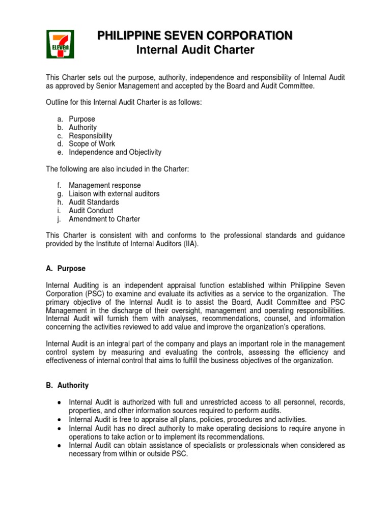 Internal Audit Charter | PDF | Internal Audit | Audit Committee