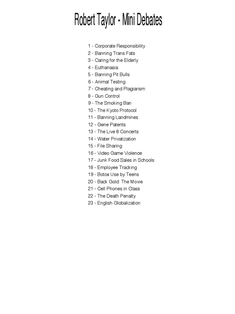 Mini Debates Worksheet (Advanced Level) | PDF | Trans Fat | Pit Bull