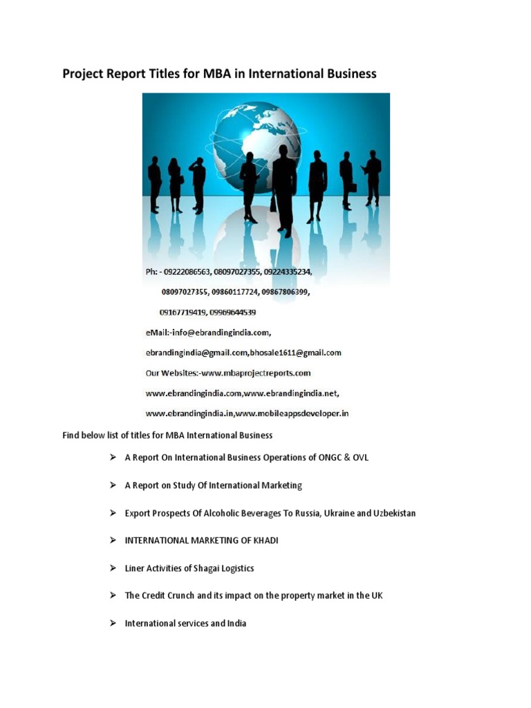 Project Report Titles For MBA in International Business | PDF ...