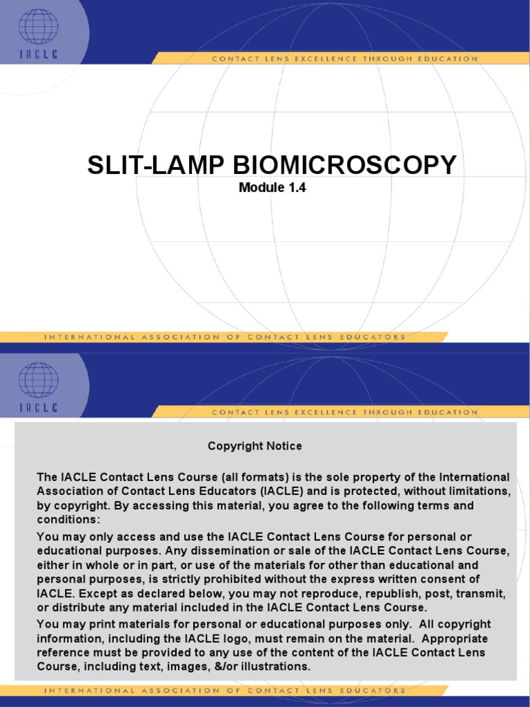 Slit-Lamp Biomicroscopy Module 1.4 - FINAL | PDF | Cornea | Ophthalmology