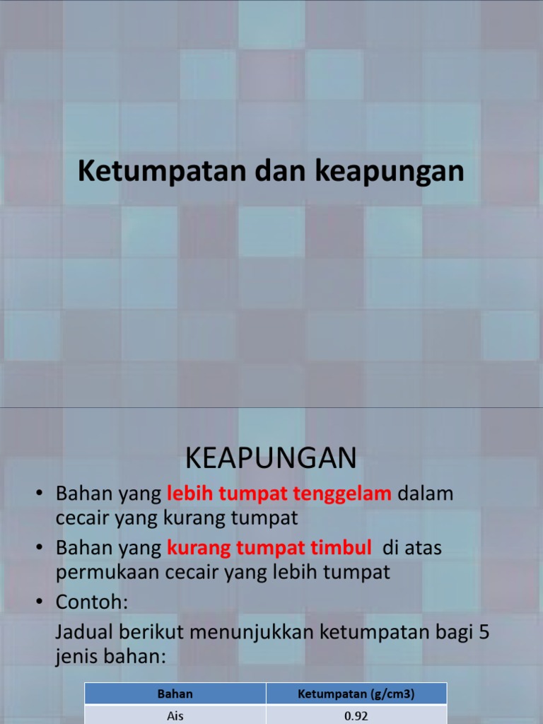Ketumpatan Dan Keapungan | PDF