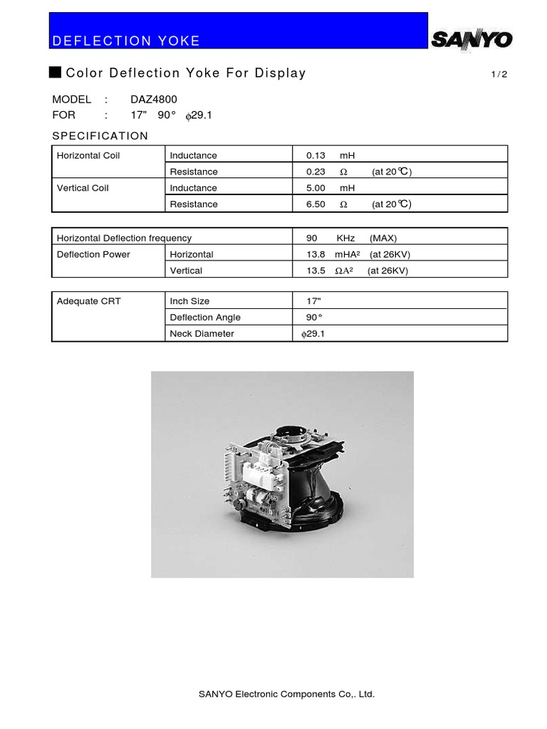 Display Deflection Yoke Specs | PDF