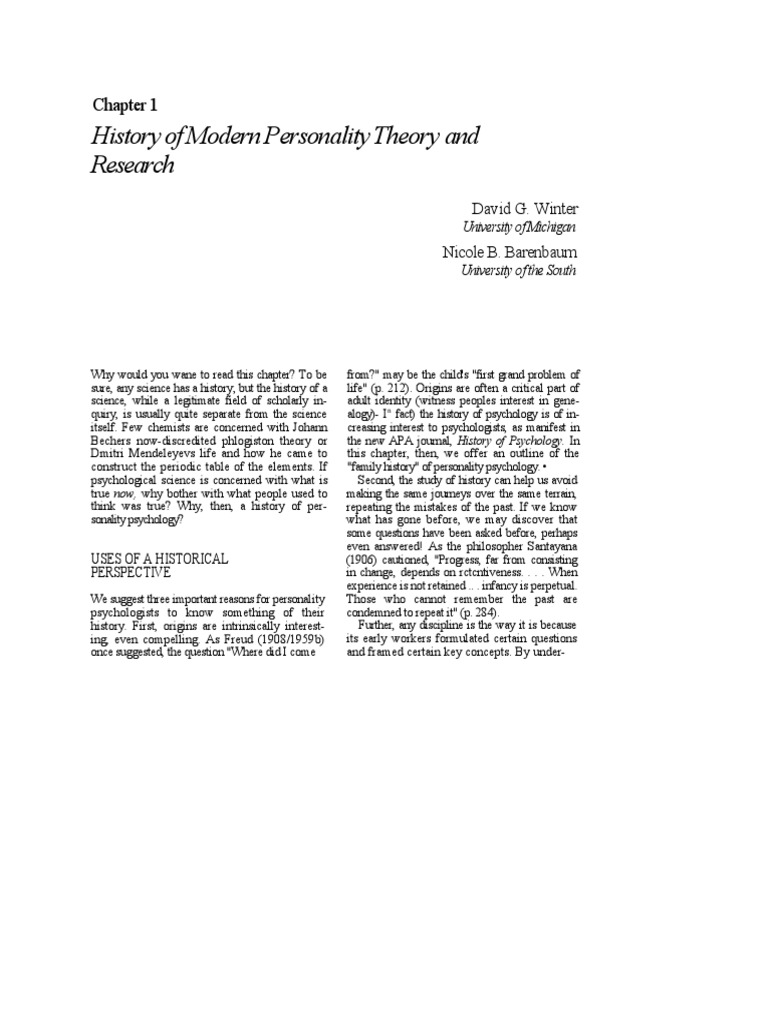 History of Modern Personality Theory | PDF | Psychometrics ...