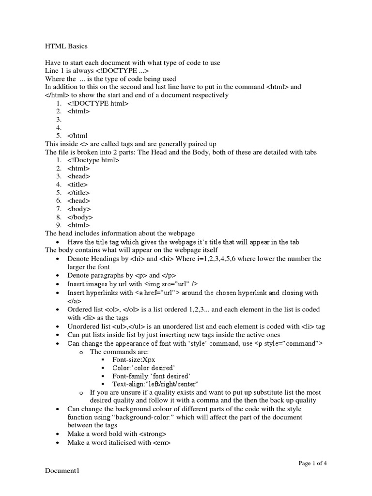 HTML Basics | PDF | Html Element | Hyperlink