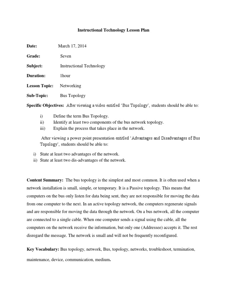 It Lesson Plan | PDF | Network Topology | Computer Network