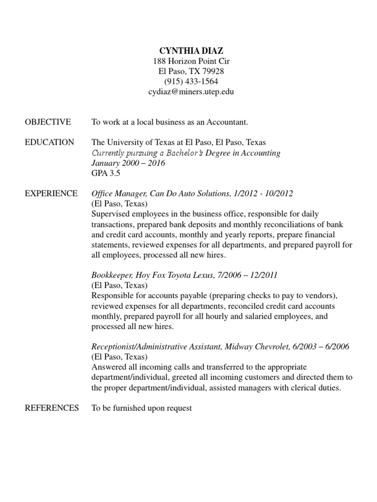 Diaz Cynthia Resume | PDF