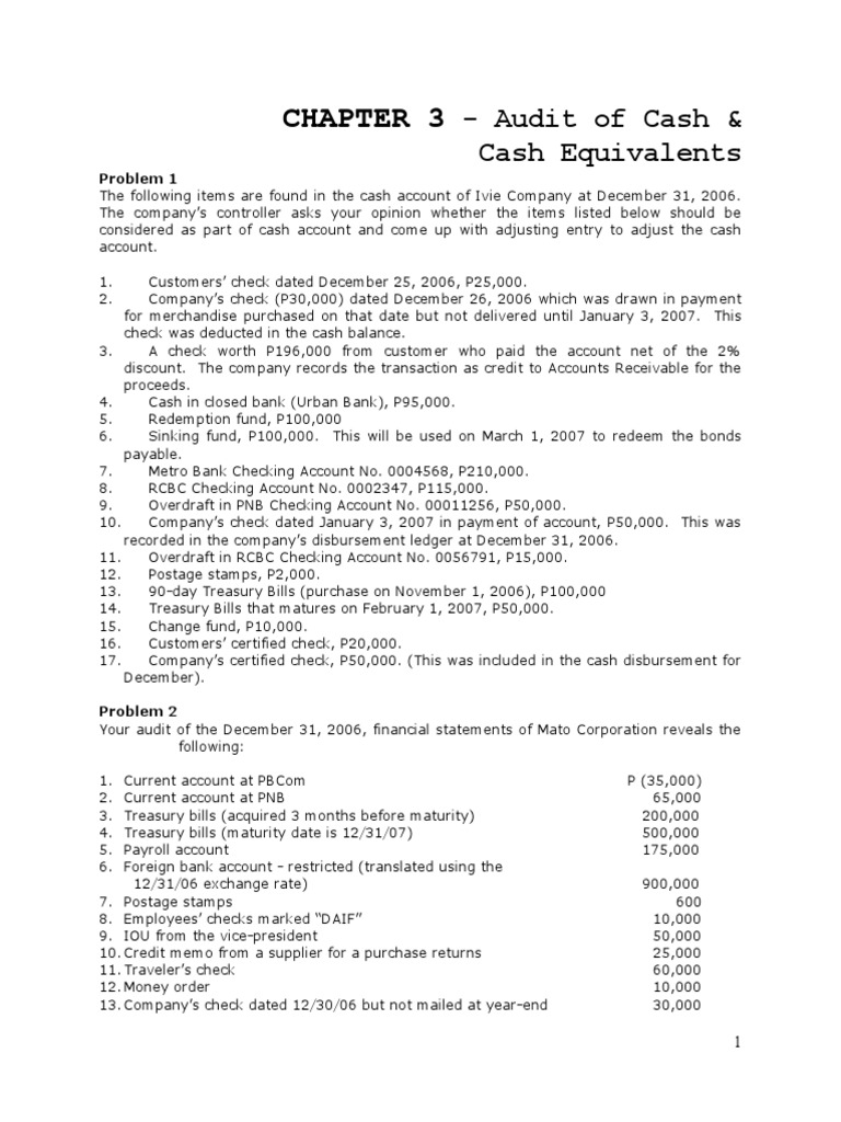 Audit of Cash | Debits And Credits | Transaction Account