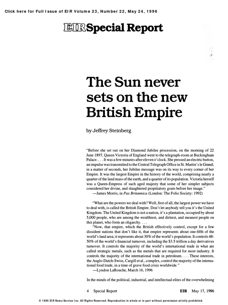 Jeffrey Steinberg - The Sun Never Sets On The New British Empire | PDF ...