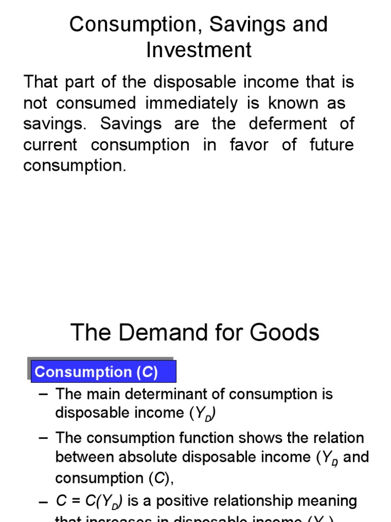 Consumption, Savings and Investment | PDF | Consumer Behaviour ...